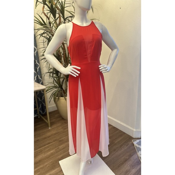 Express | Dresses | New Express Long Red Sheer Gown Dress Women 8 ...